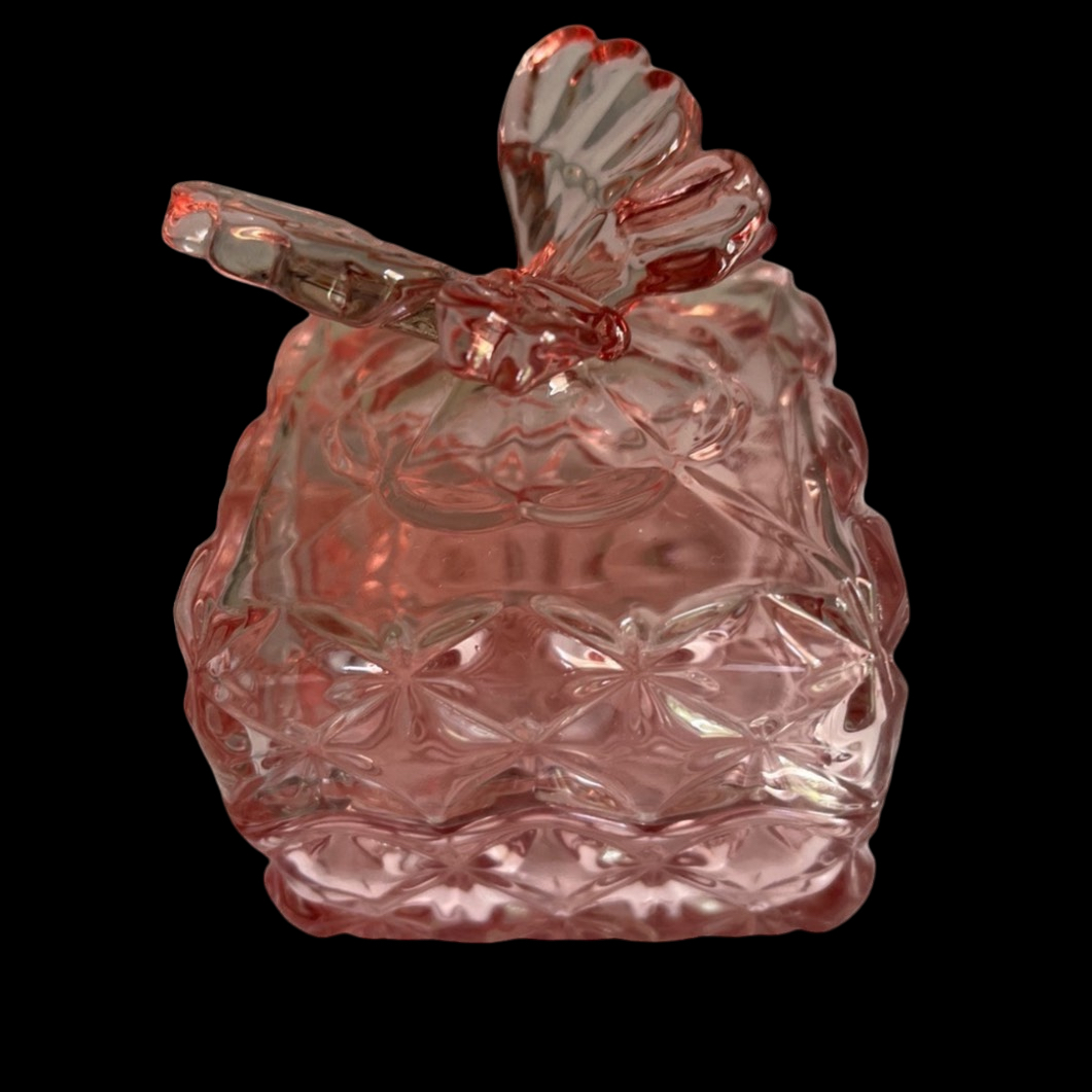 Pink Trinket Dish With A Butterfly L