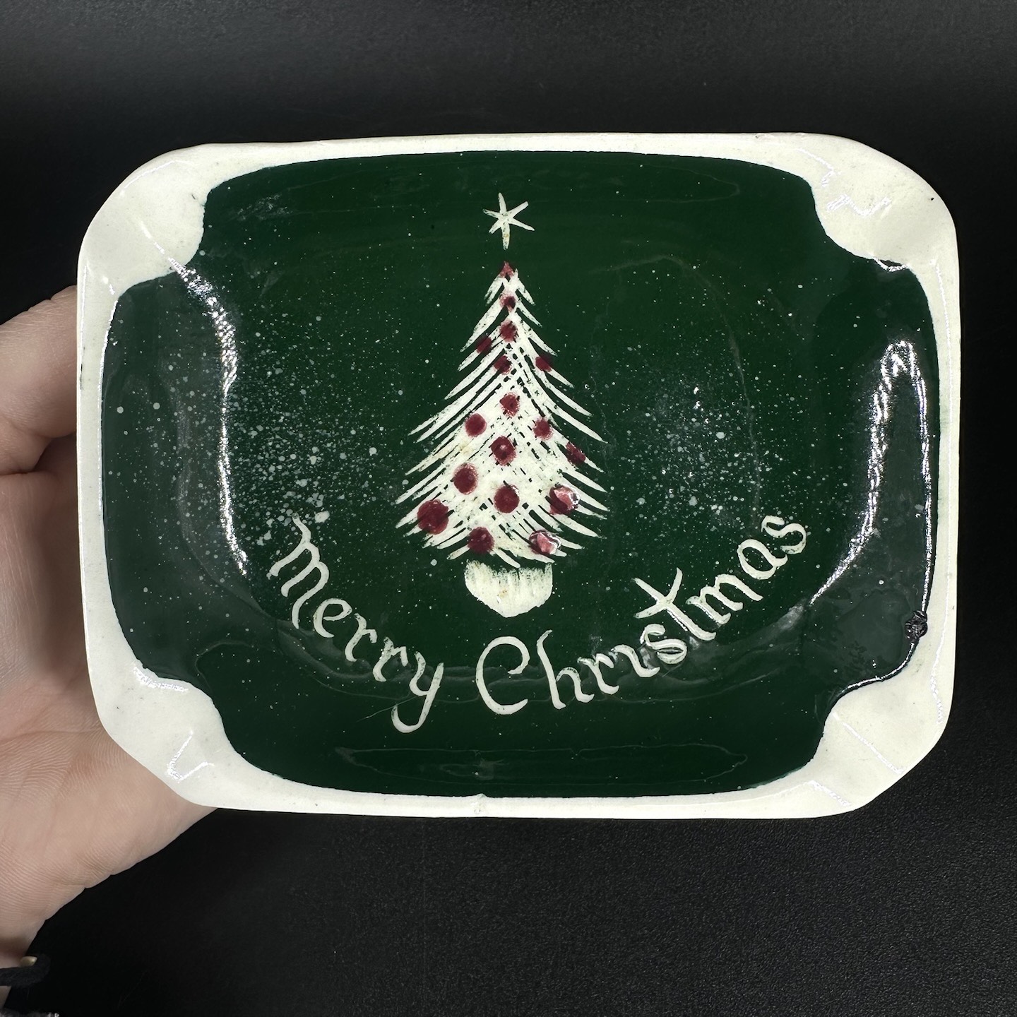 Ceramic Merry Christmas Tree Ashtray Dish