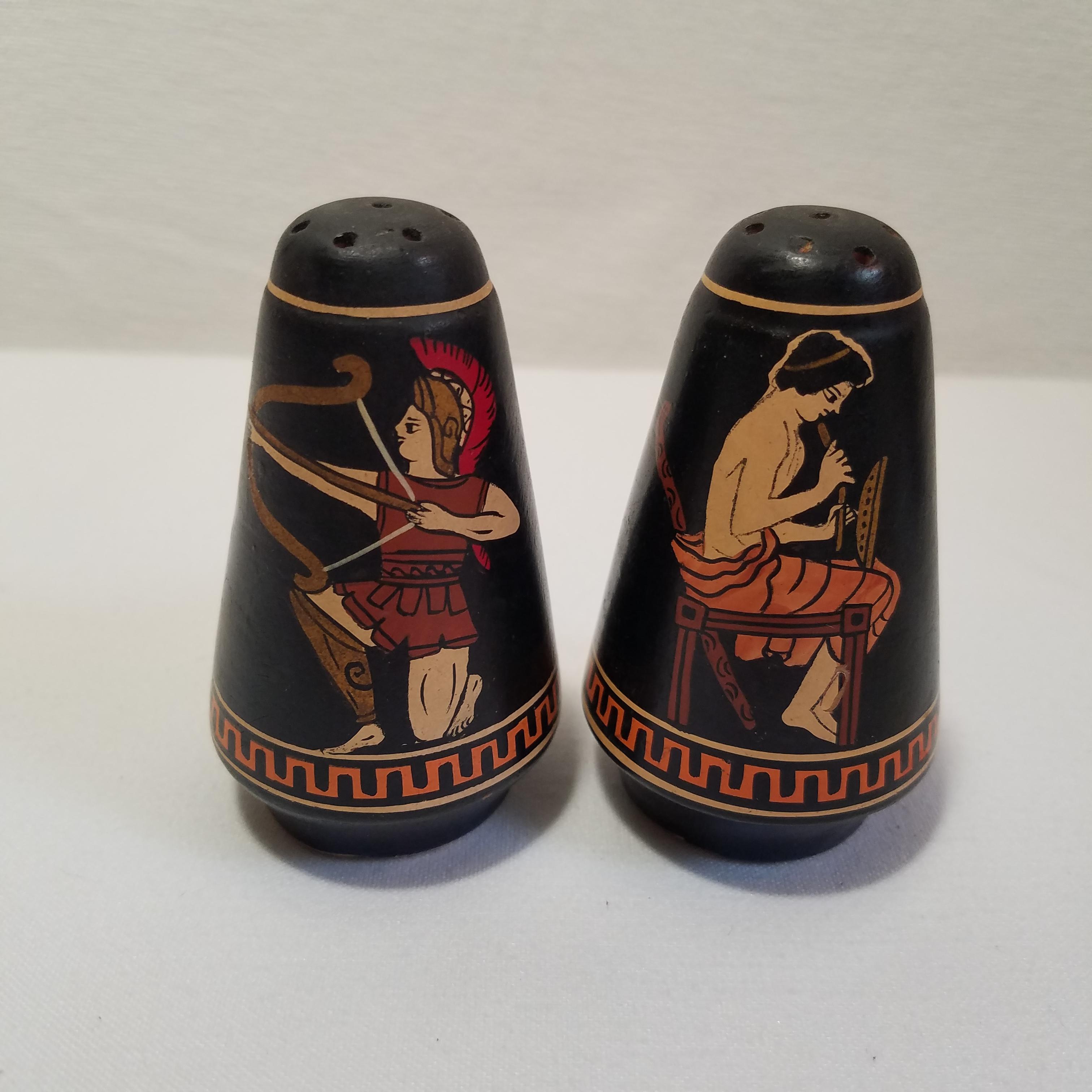#70 Vintage Ceramic Greek Salt and Pepper Shakers Made in Greece
