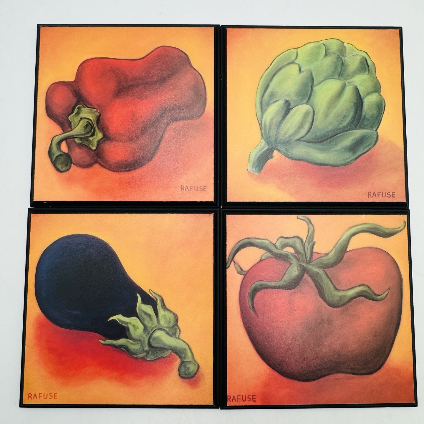 4 Art Plaques Will Rafuse: Vegetables Kitchen Wall Decor Pepper ...