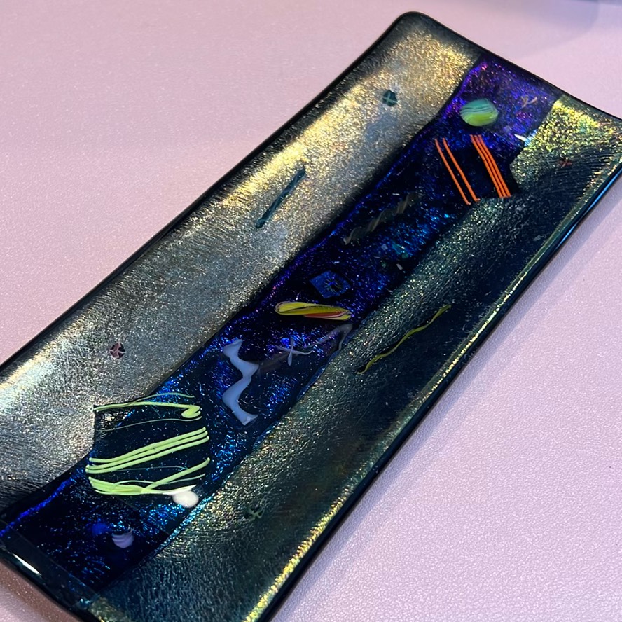 18- Highly Sought After Kurt McVay Art Glass Rectangular Tray Dichroic ...