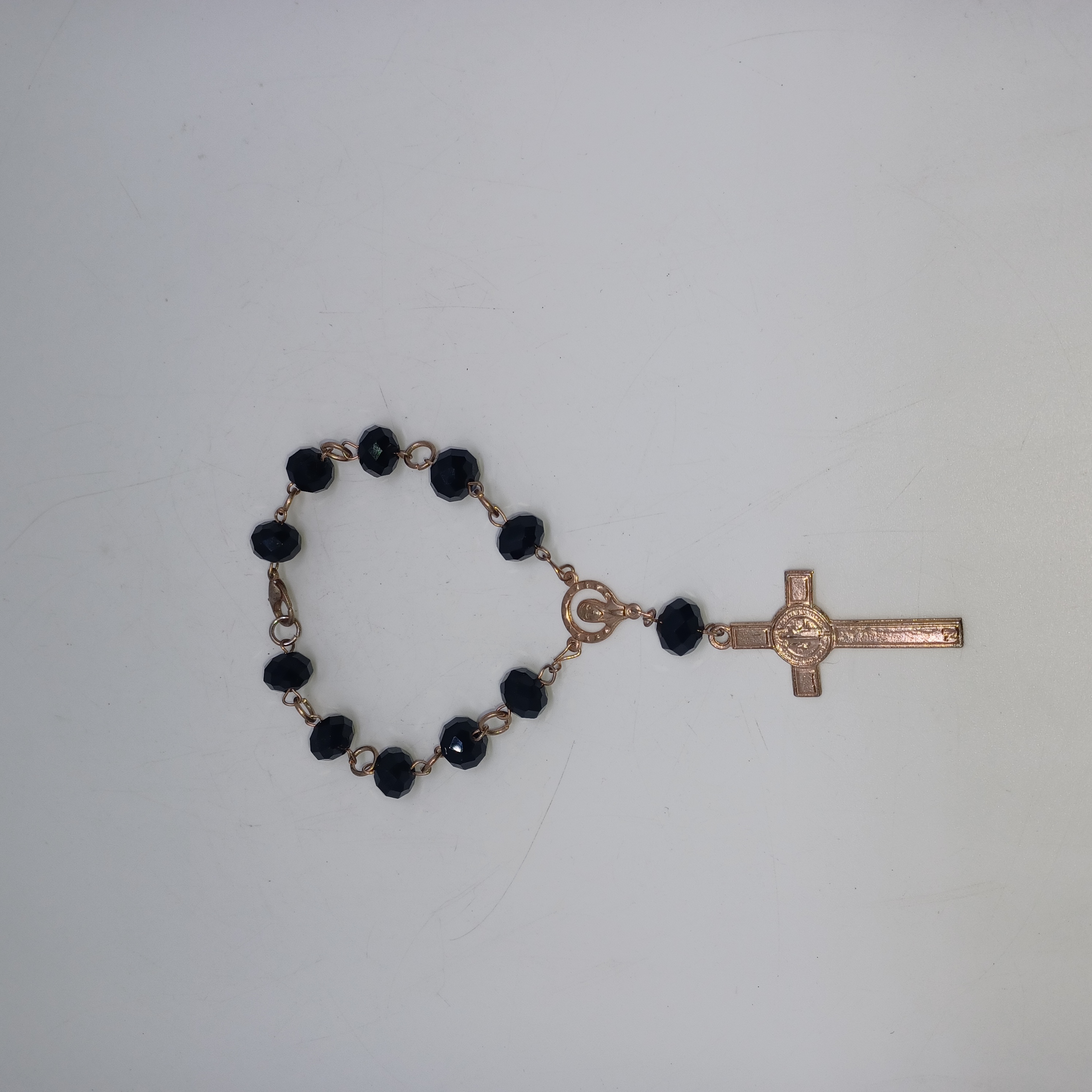 Vintage St Benedict saint Chaplet faceted beads Catholic Rosary Mary ...