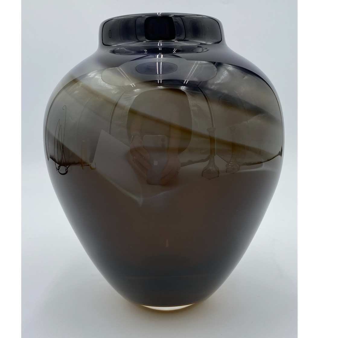 Signed Suzanne Kindland Art Glass Vase, Swirls, 2009, Icefire ...