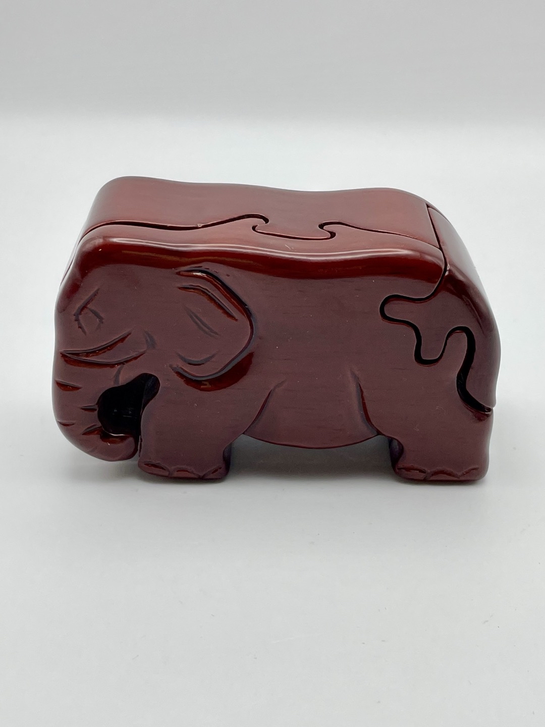 Wooden, ELEPHANT, Puzzle, Trinket Jewelry Box with Secret Compartment