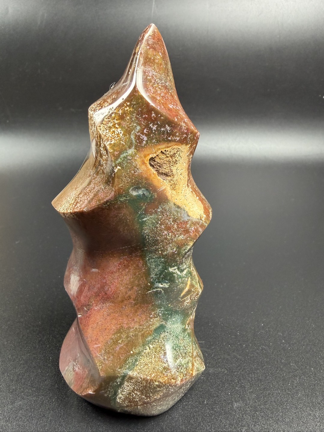 Natural Ocean Jasper Flame Stone Healing Crystal Polished 6" 1lb 5.2oz