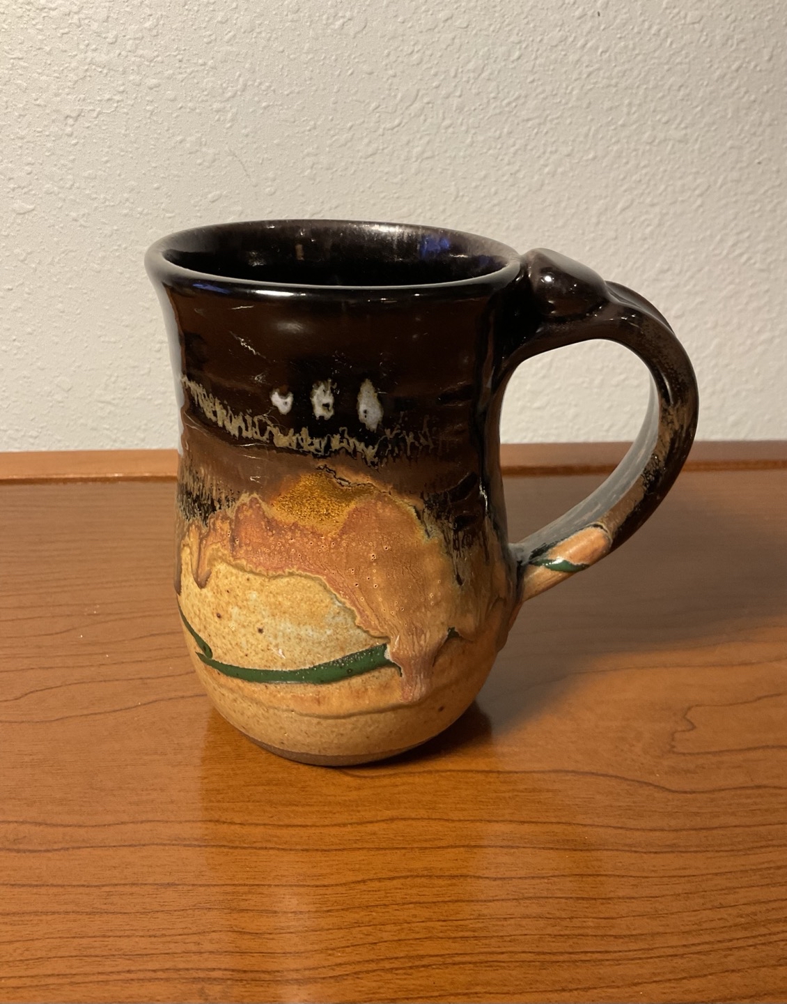 Signed Prairie Fire Pottery 5" Tall Earthenware Mug Studio Art