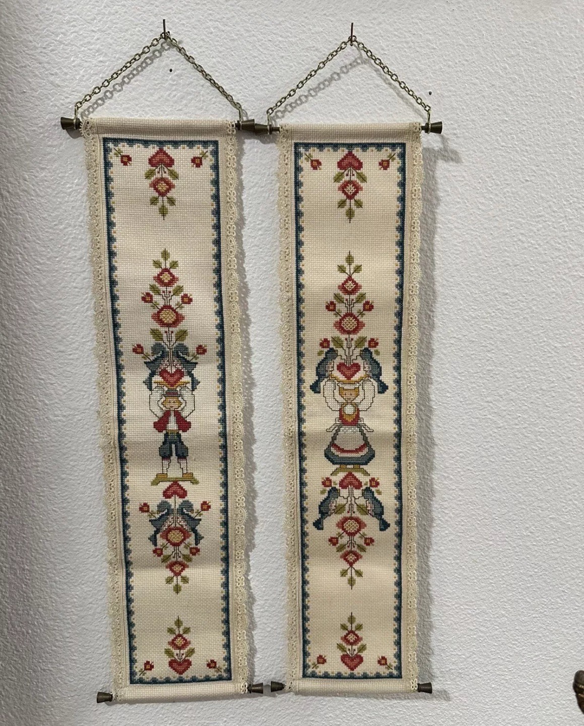 SALE Complete Finished Vintage Scandinavian Boy Girl Wall Bell Pulls ...