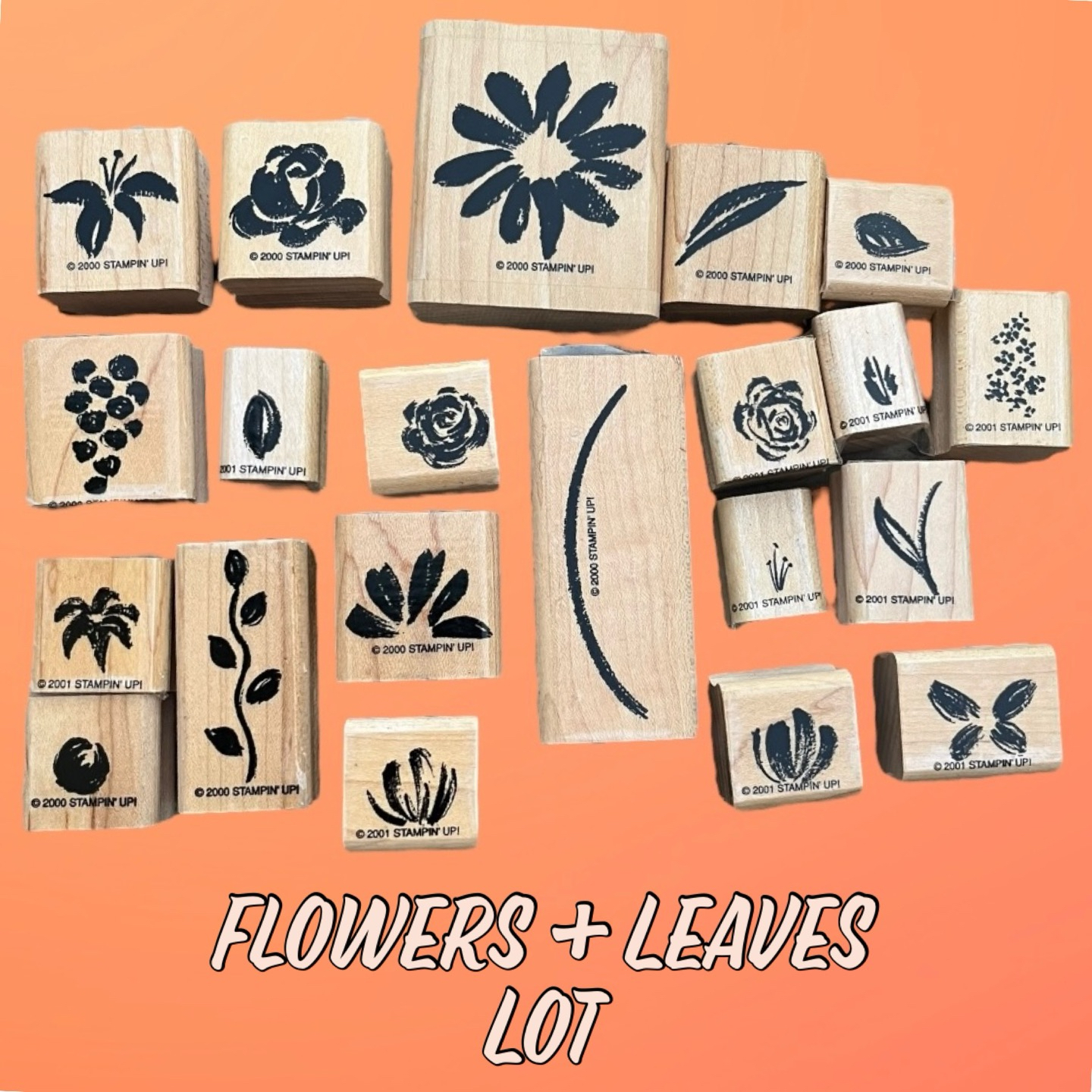 Lot of 20 Flowers and Leaves Rubber Stamps