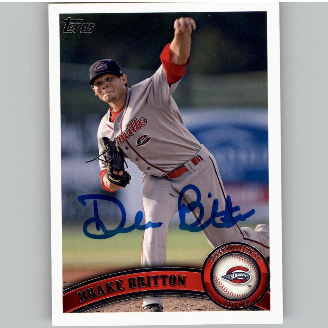Drake Britton Signed Louisville Bats 2011 Topps Minors Baseball Card