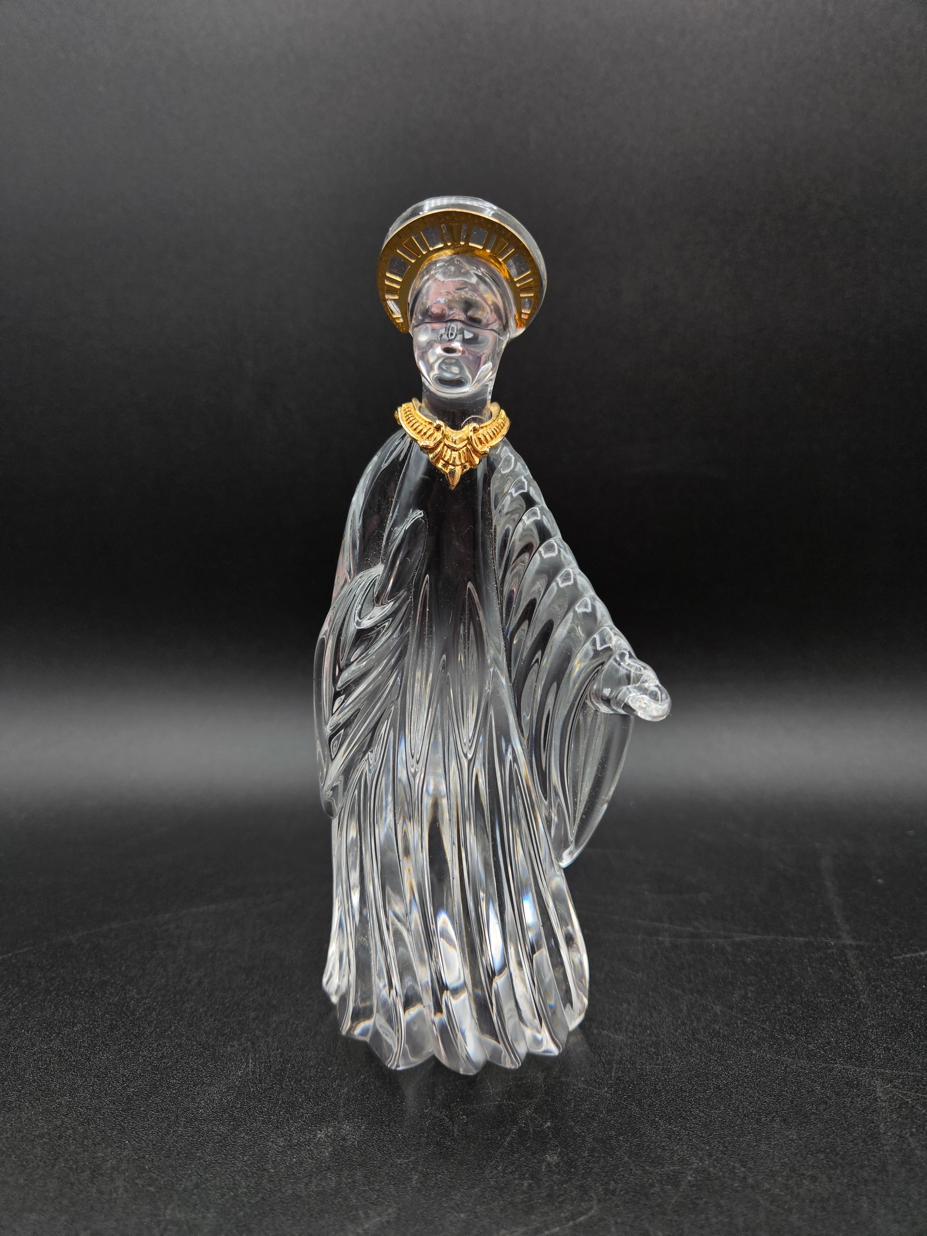 Vintage Gorham Crystal Nativity with Gold Tone Accents Mother Mary Figurine