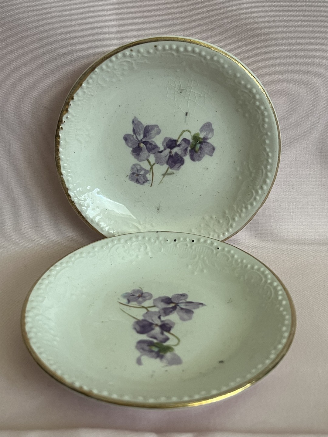 2 Floral Butter Pat Dishes