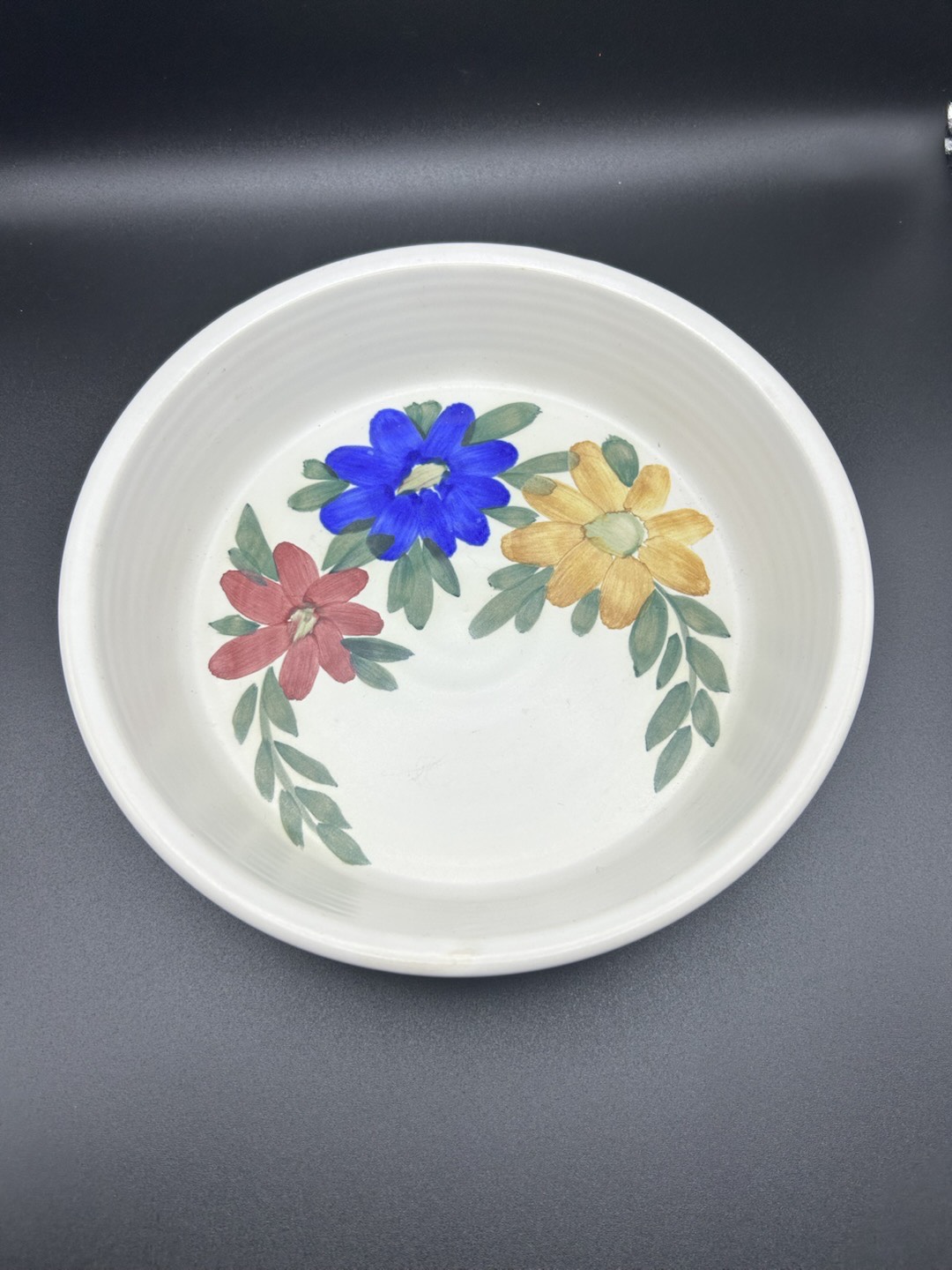 Pottery Pie Dish Clayworks Halifax NS Canada Hand Painted Flowers Signed