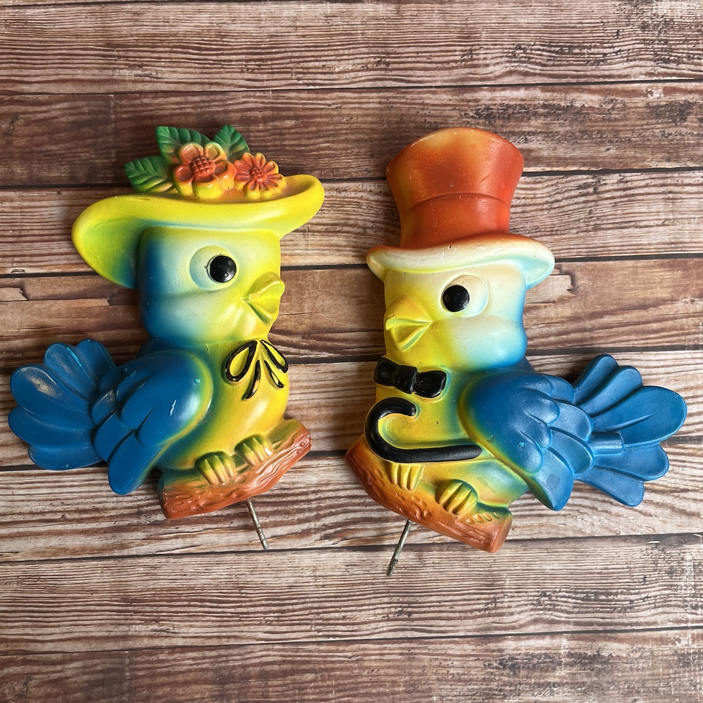 Vintage Miller Studios 1972 Chalkware Bluebird Anthropomorphic Key Holders