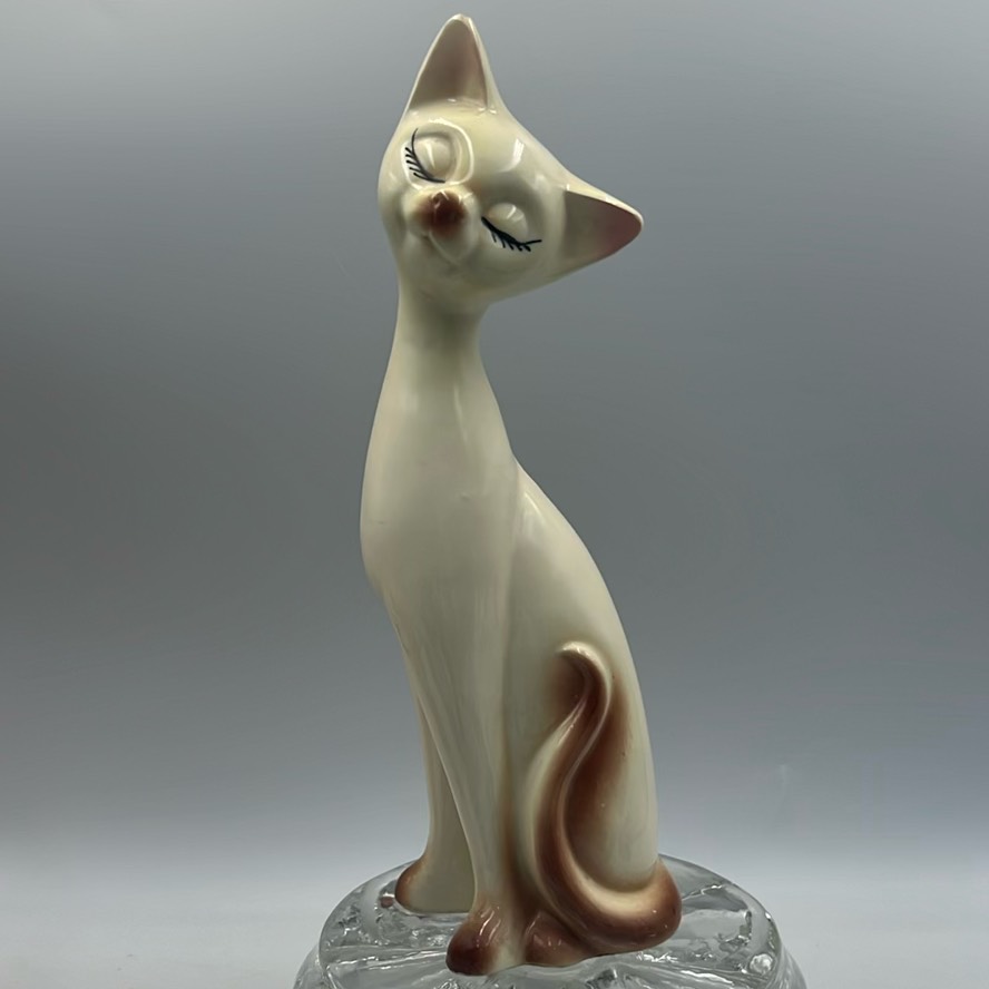 09 MCM Long Neck Siamese Cat Figurine 10”