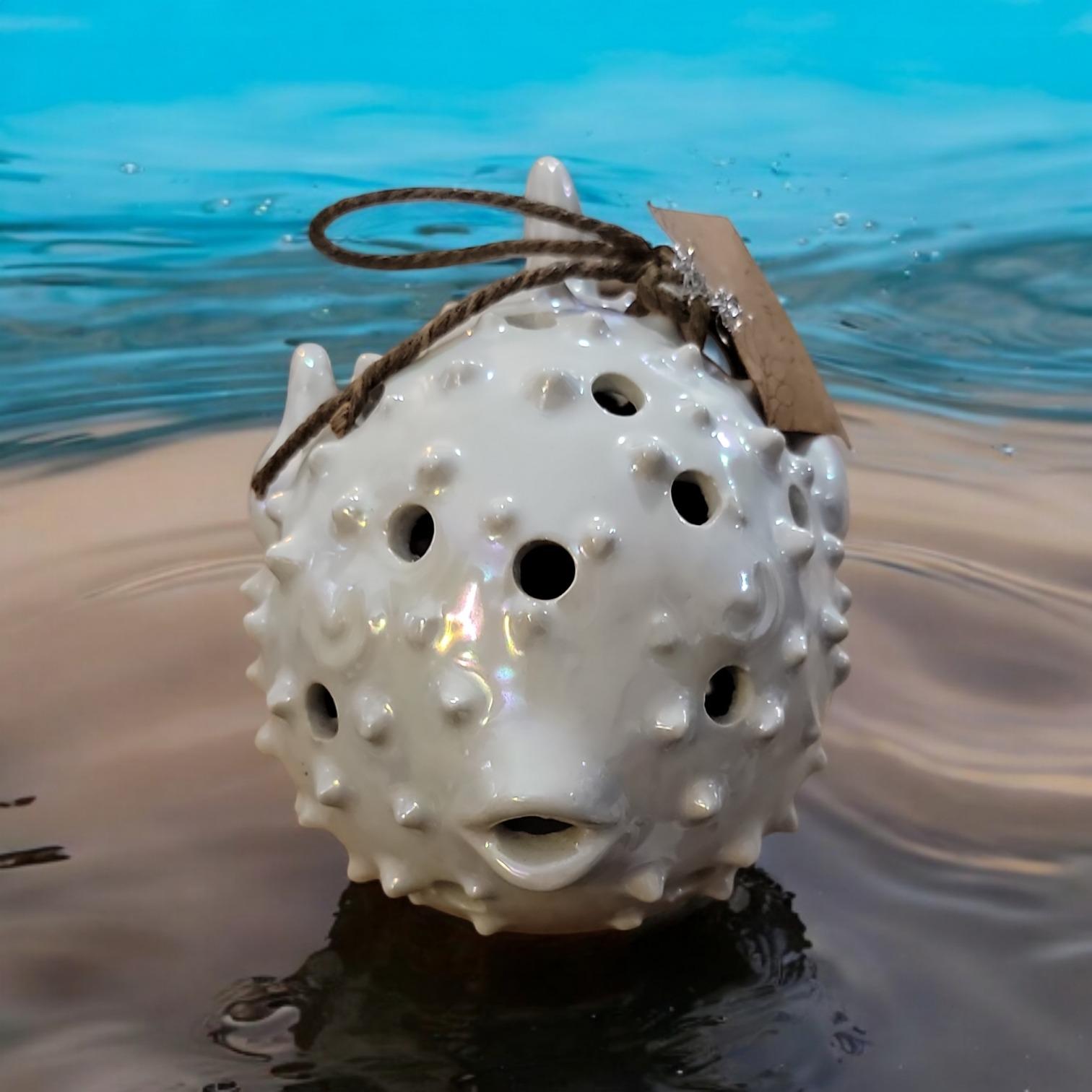 Anthropomorphic Puffer Fish Hanging Sachet Ceramic Fragrance Holder