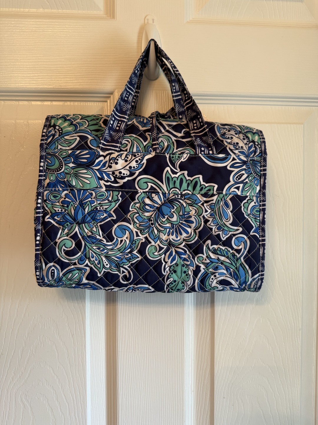 Modella Light Blue Quilted Travel Cosmetic Bag