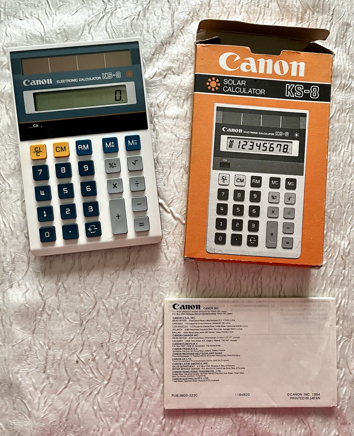 1984 Canon KS-8 Solar Calculator Japan Original Box Manual - Working ...