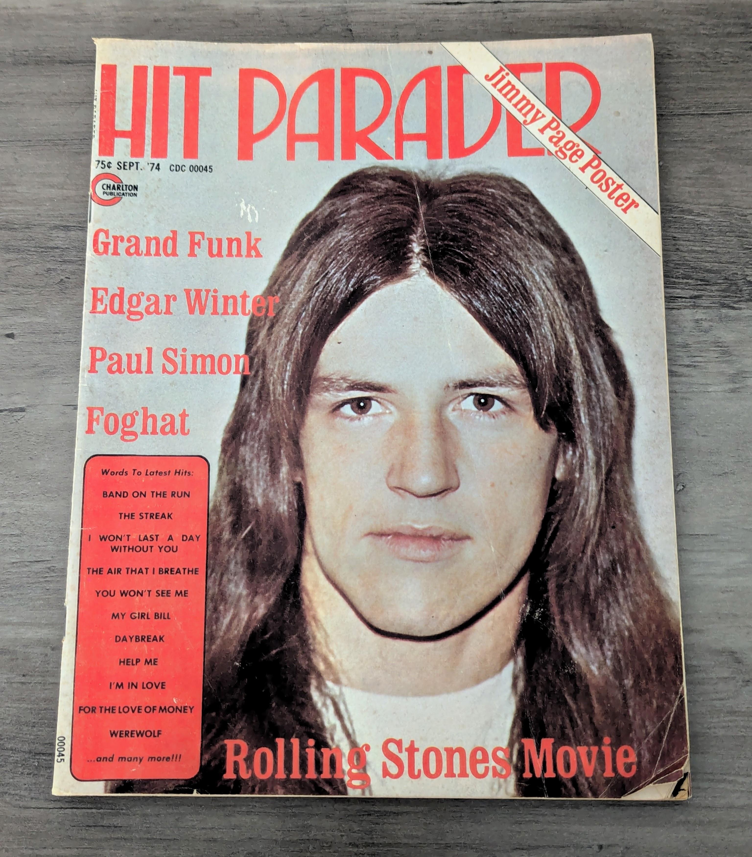 1974 September HIT PARADER Vintage Magazine Jimmy Page Rolling Stones W ...