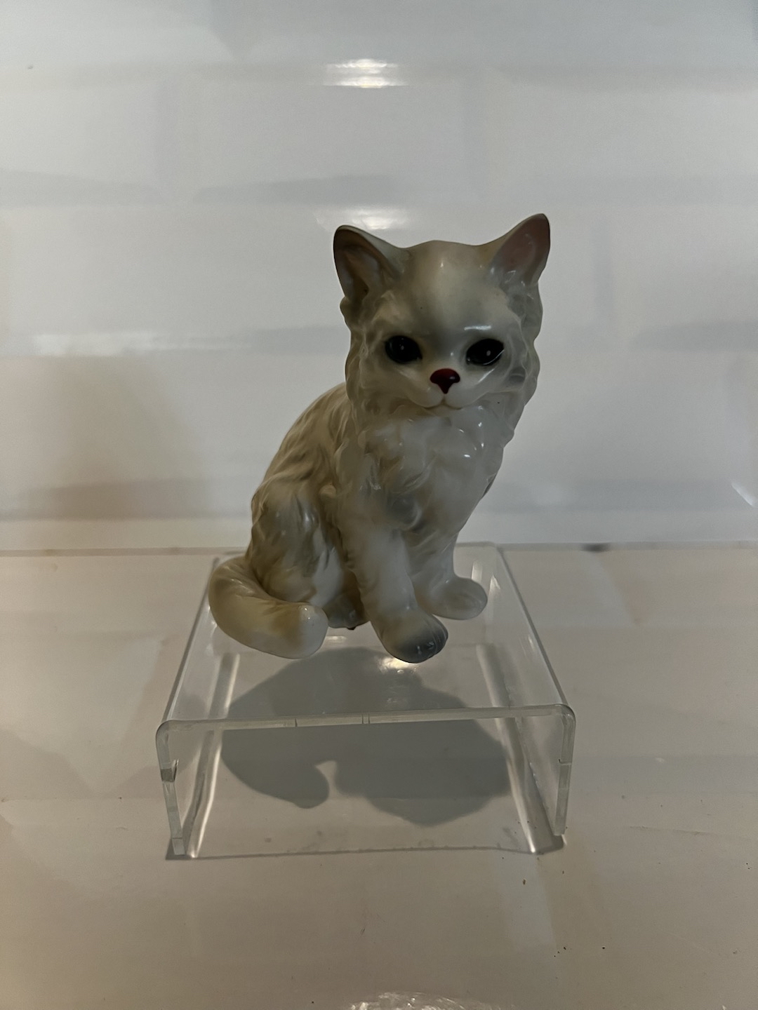 Vintage Lefton Cat #1513 Persian White Cat Porcelain 3.5"