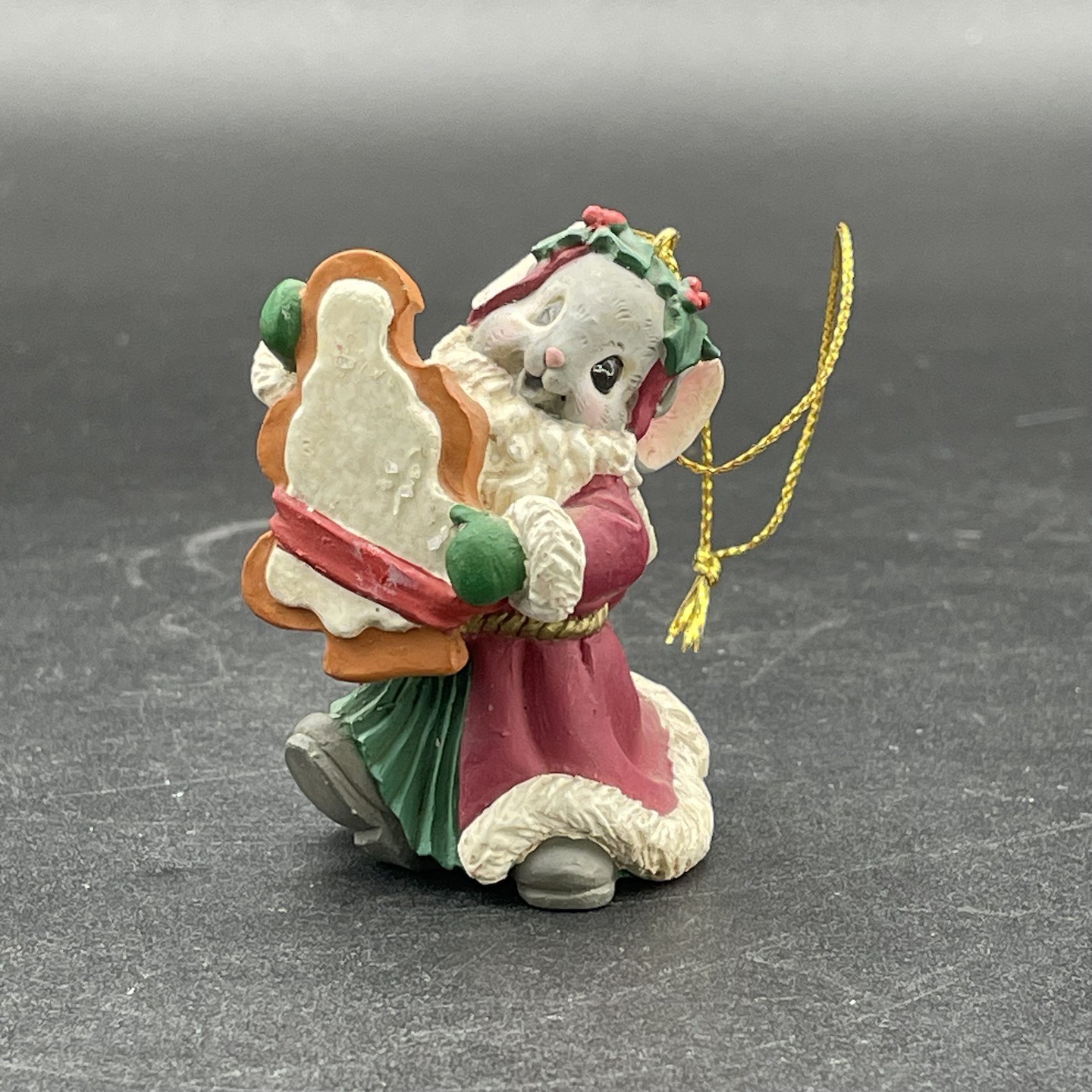 Midwest Mousekins Mrs. Claus Mouse with Cookie Hanging Christmas Ornament