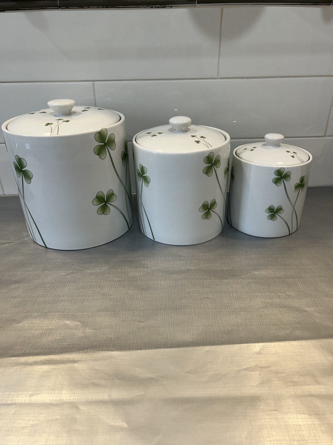 Marcus Notley Pottery Ireland 2007 Shamrock 3 Piece Canister Set