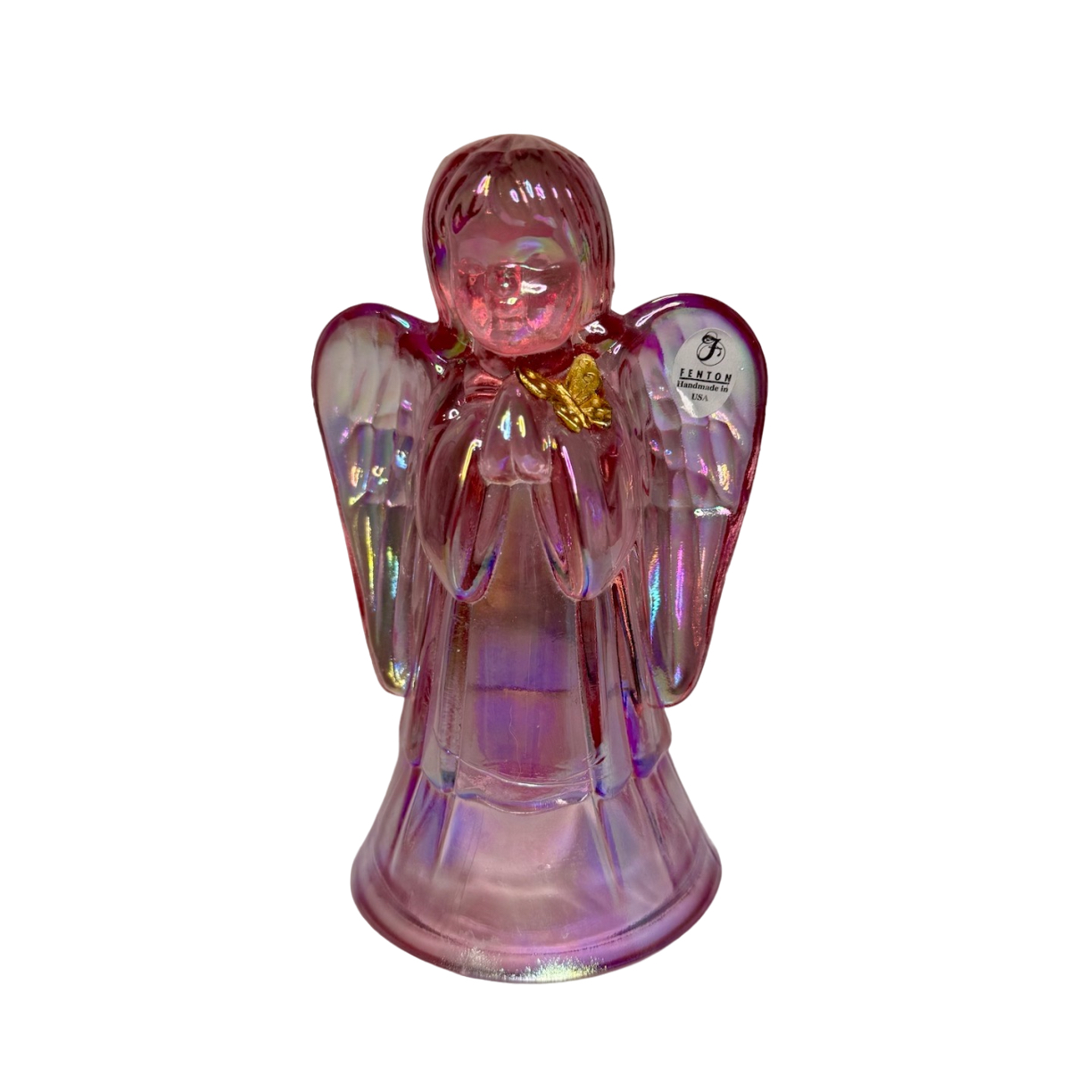 Fenton Pink Iridescent Angel with Butterfly