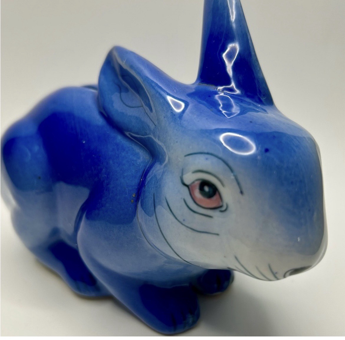Cute Vintage Blue Bunny Bank With Stopper
