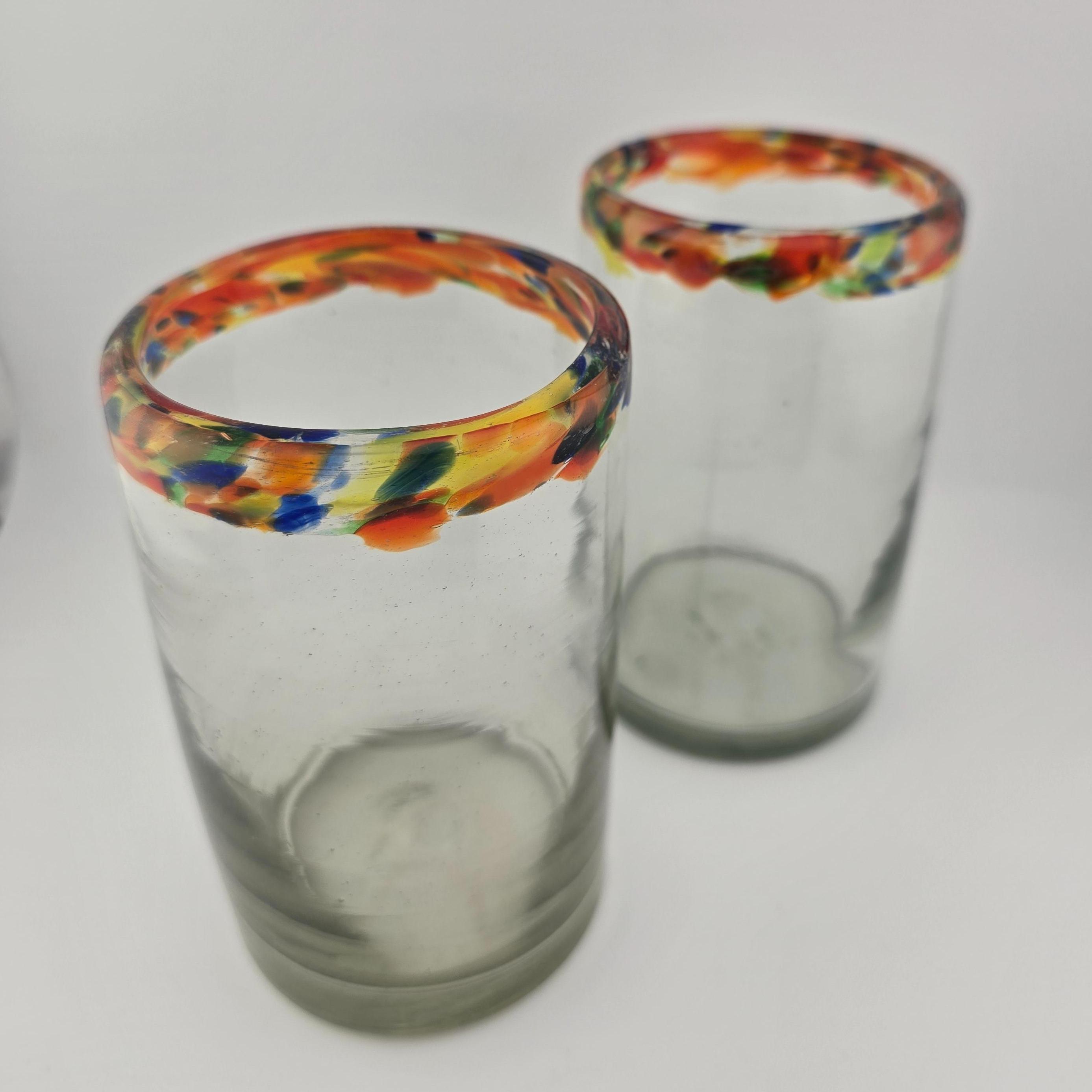 Hand Blown Confetti Rim Glasses Set-2