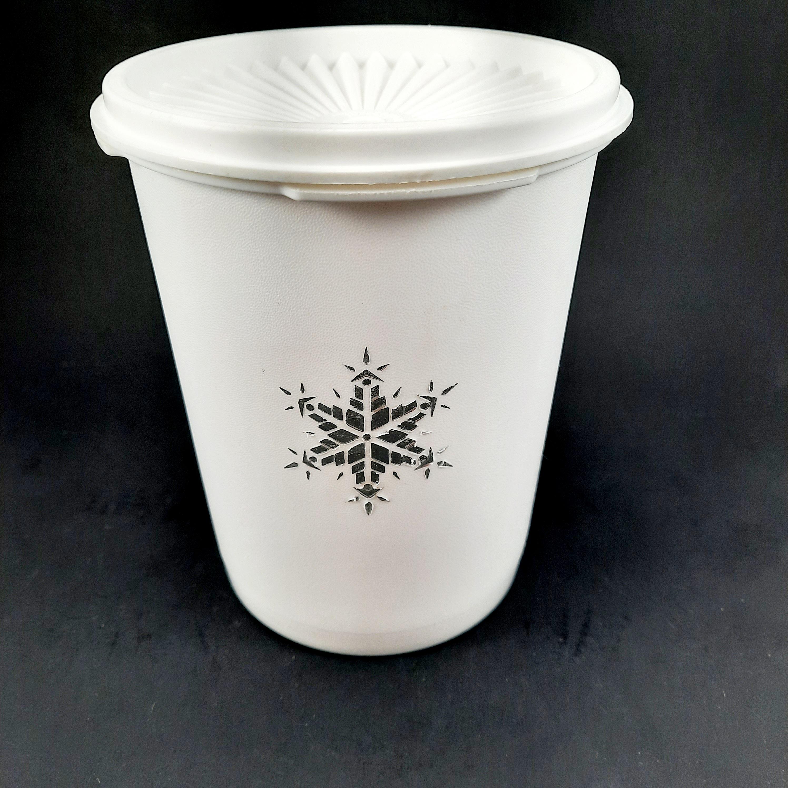 Vintage Snowflake Tupperware Canister White Silver