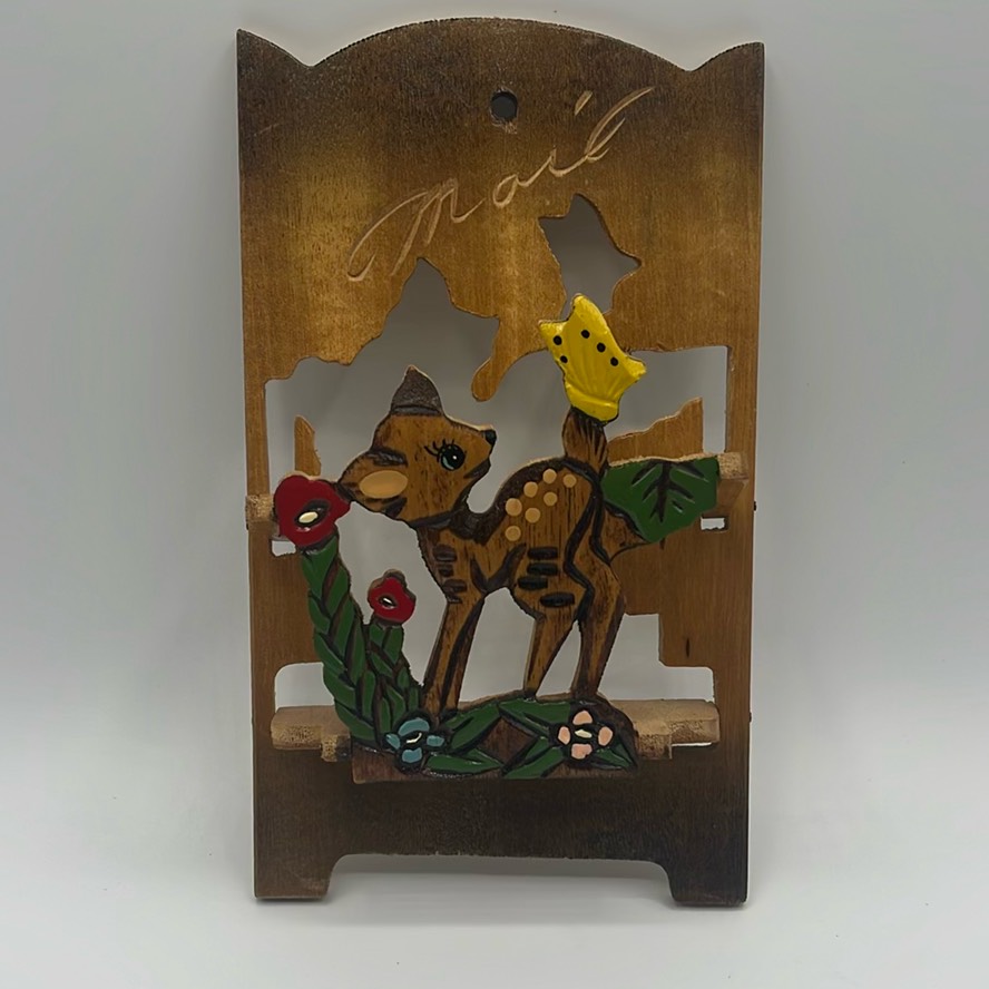 Bambi Hand Painted Wood Wall Hanging For Mail