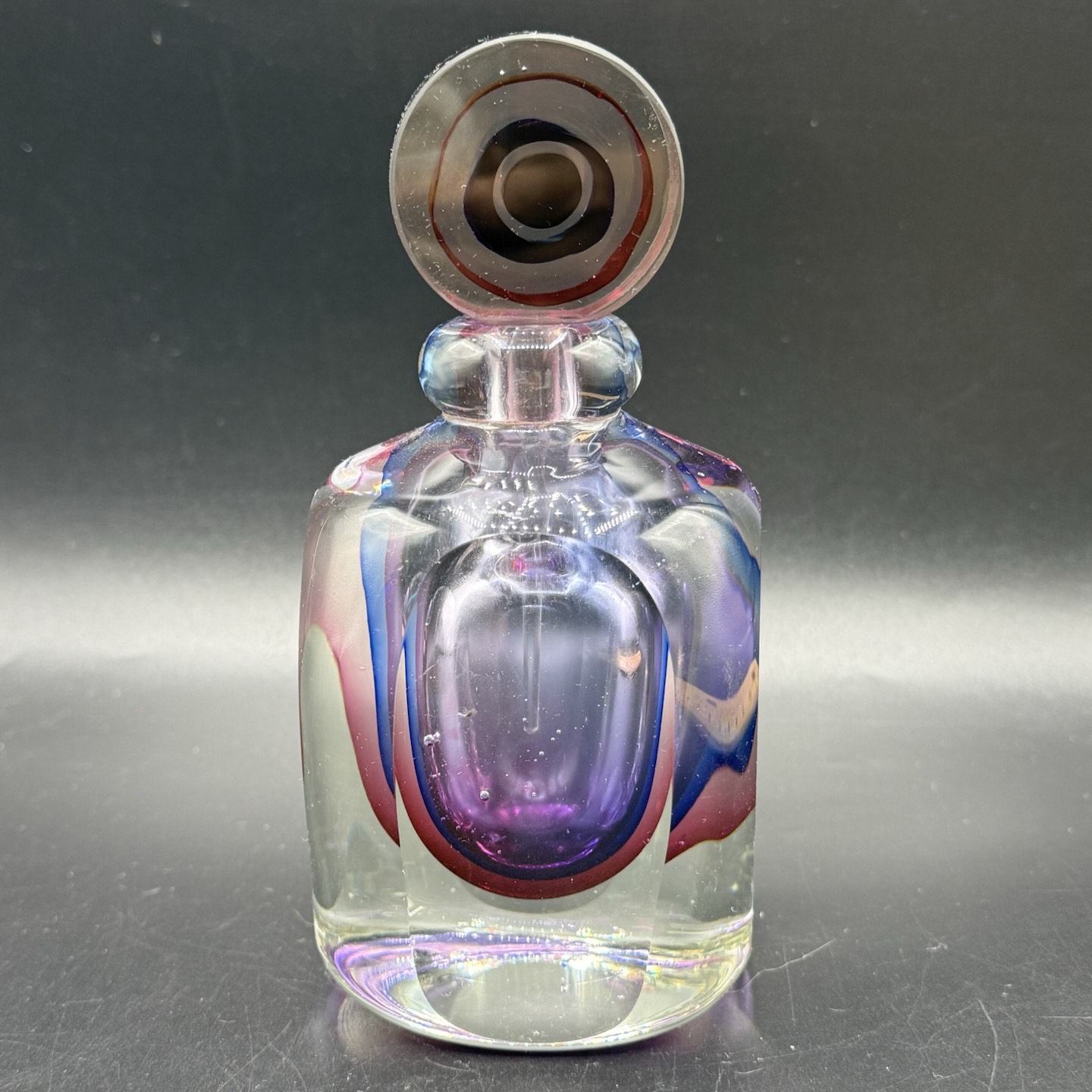 Fifth Ave Crystal Faceted Purple & Cobalt Sommerso Perfume Bottle 6.5 ...