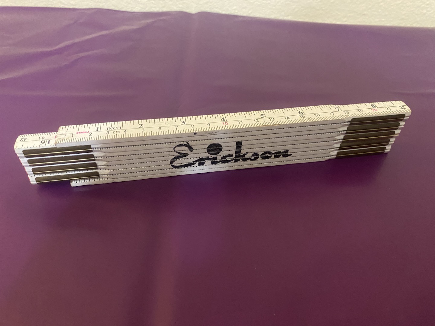 Erickson White Wooden 78.5" Two-Way Folding Measuring Stick Ruler - VTG