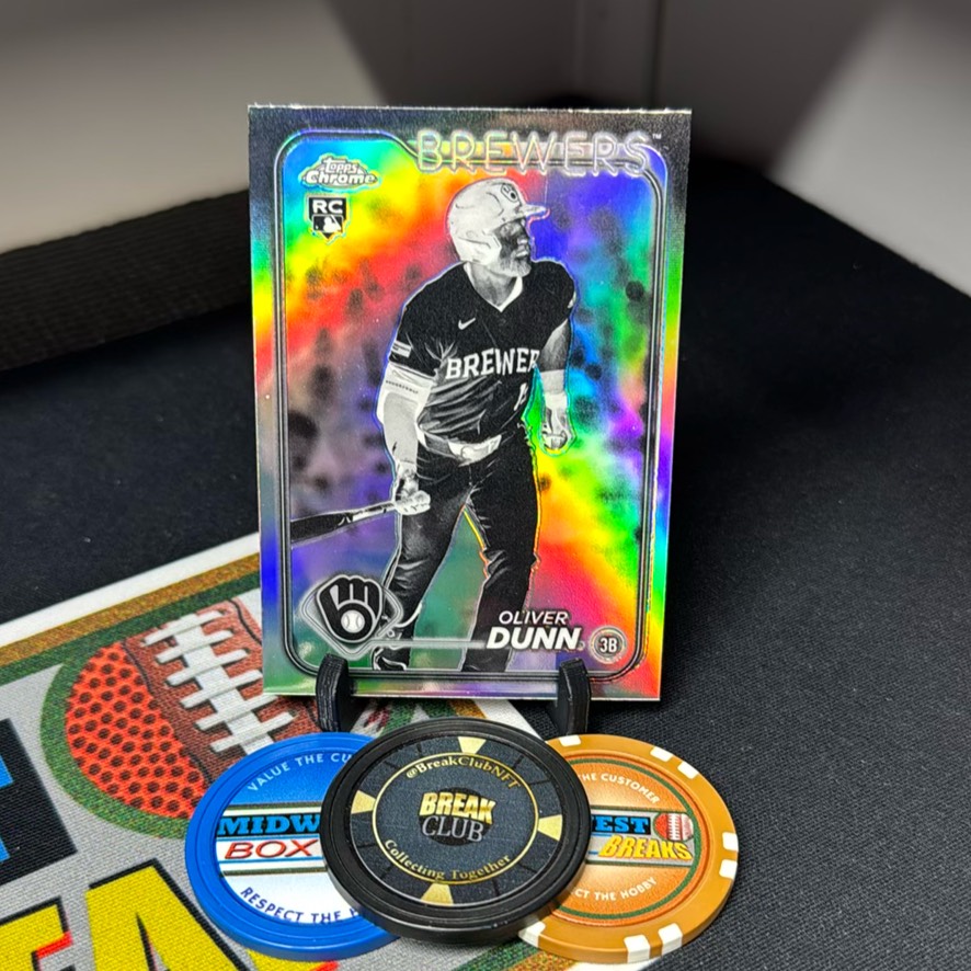 2024 Oliver Dunn Rc Negative Topps Chrome Update Milwaukee Brewers