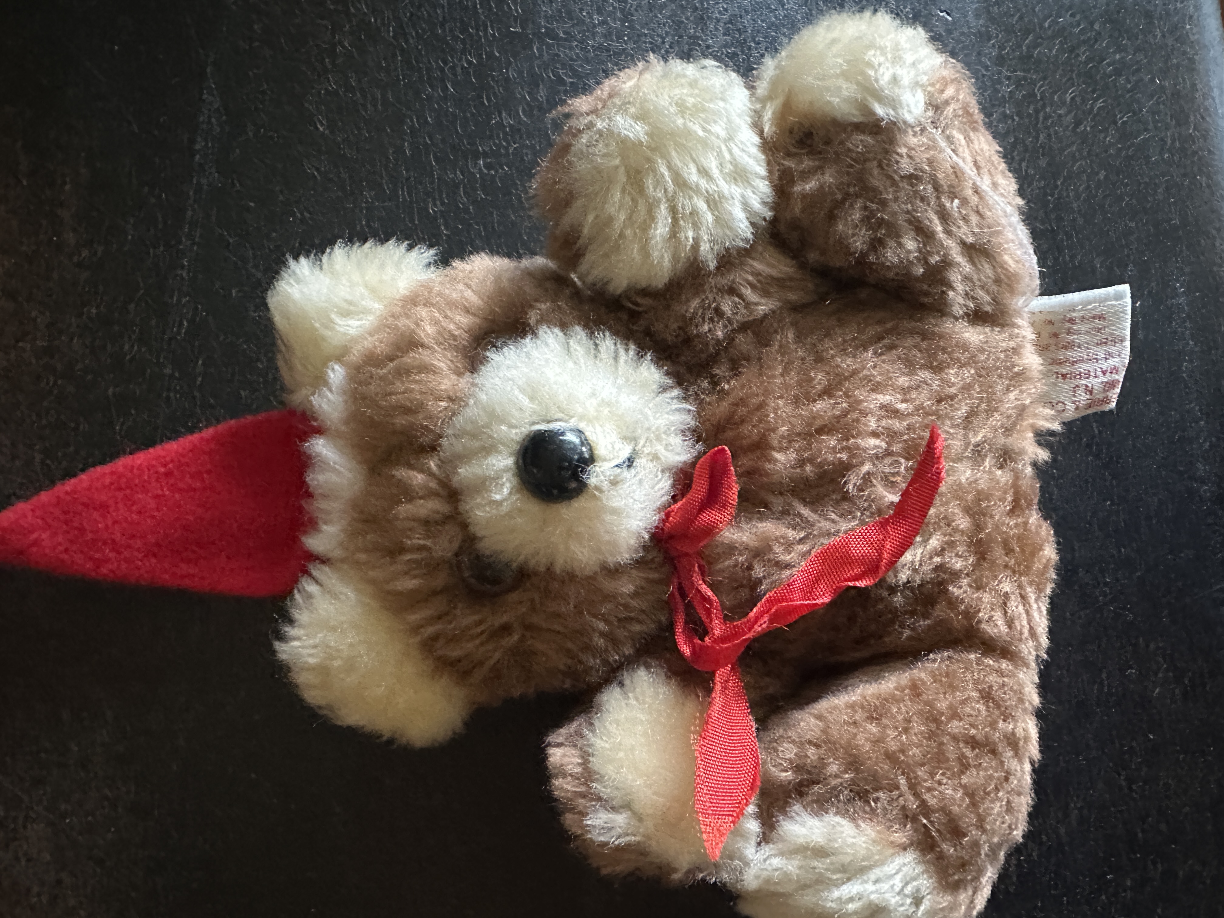 Vintage Russ Teddy Bear 1974 Small Party Hat Red Ribbon Plush Collectible