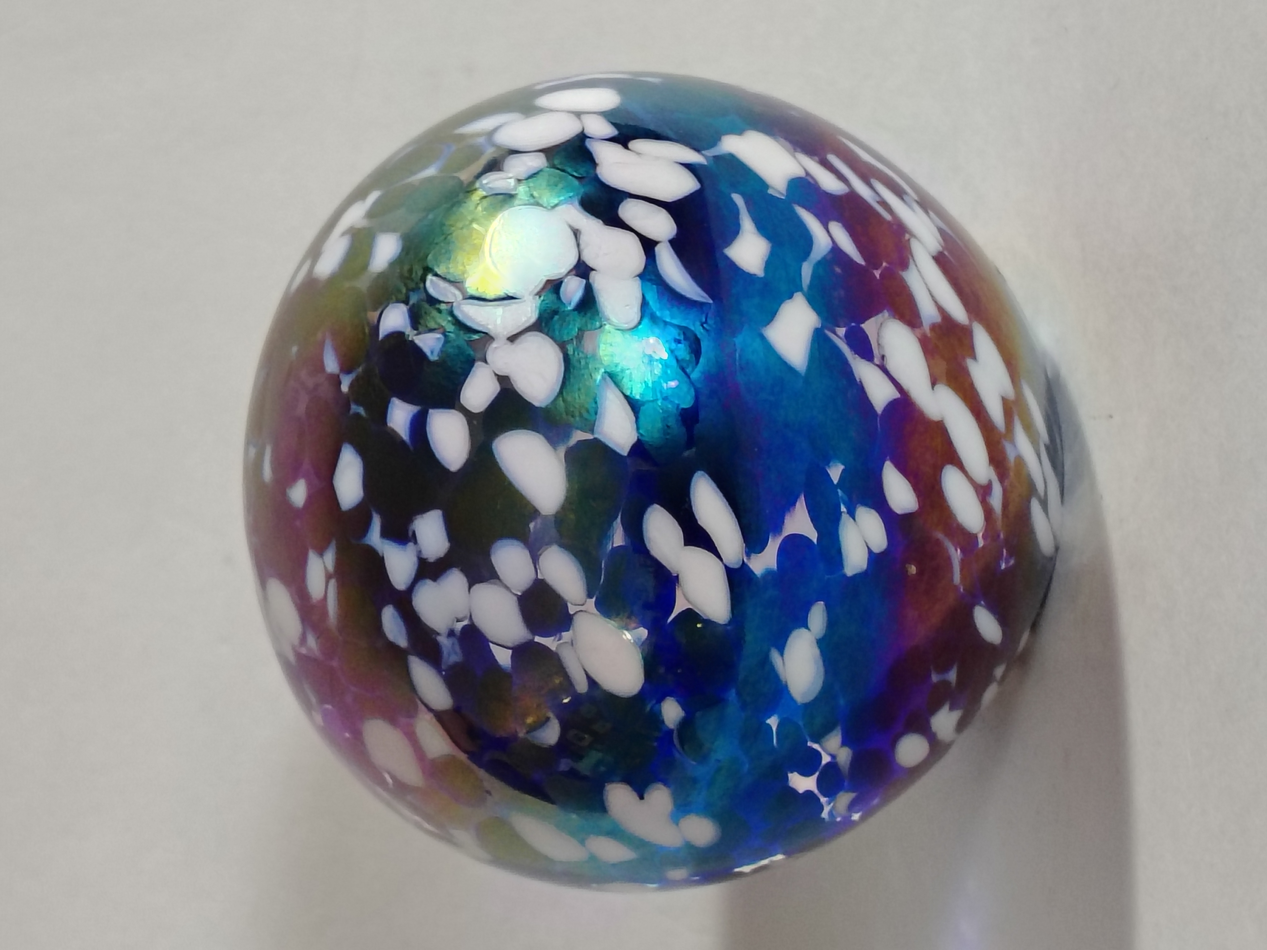 Vintage Gibson Glass, Carnival/Oil Slick Rainbow Art Glass Paperweight