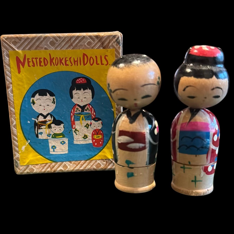 Mini Nesting Kokeshi Dolls With Orginal Box- Japan