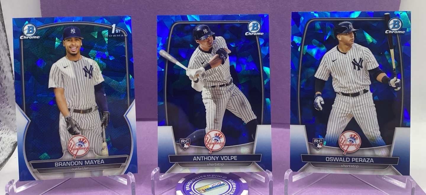 ANTHONY VOLPE OSWALD PERAZA BRANDON MAYEA 2023 BOWMAN CHROME BASEBALL ...