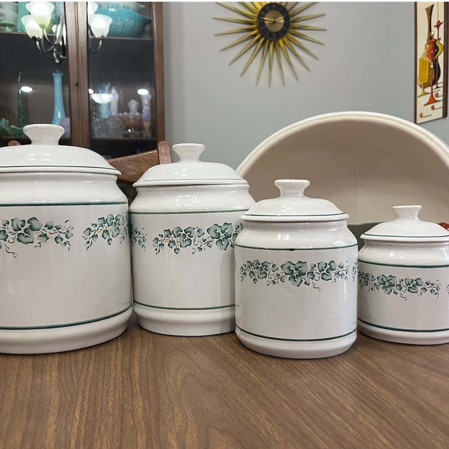 Set of 4 Corelle Coordinates Callaway Green Ivy Canisters w/ Lids *Read*