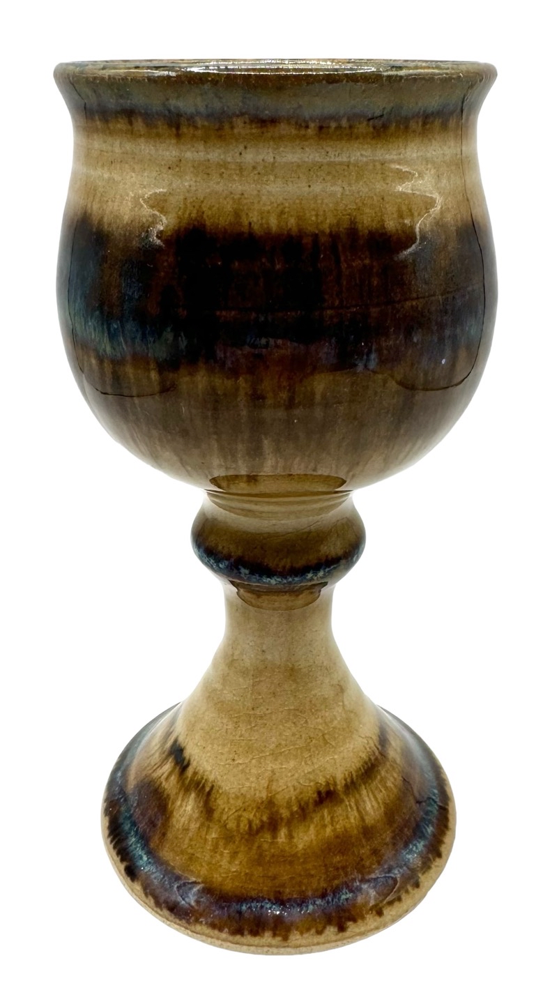 Signed Greg Olson Studio Art Pottery Goblet Chalice Cup Drip Glaze ...