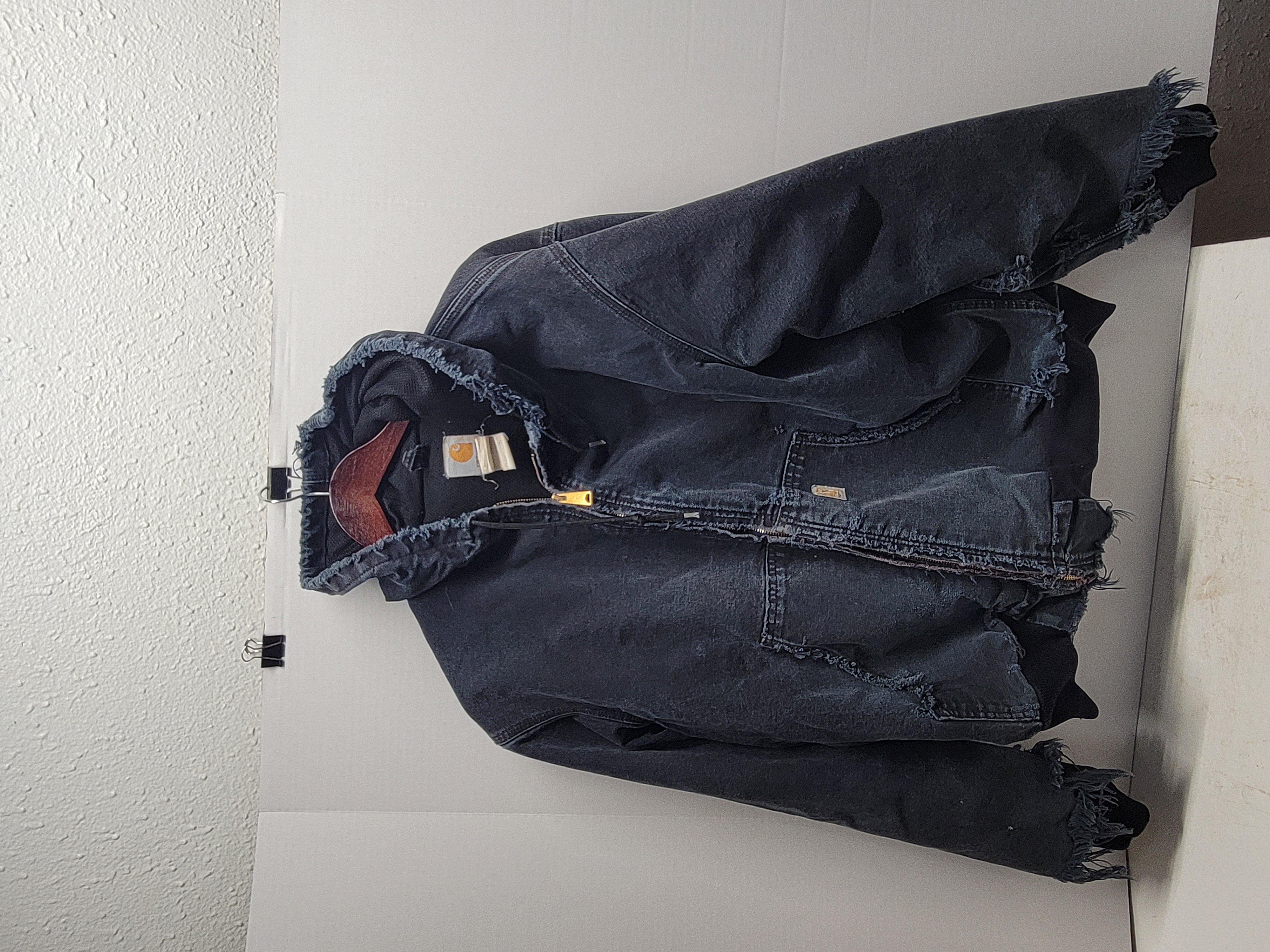 Carhartt J131 Black Thrashed Thermal Lined Jacket Size Large Vintage