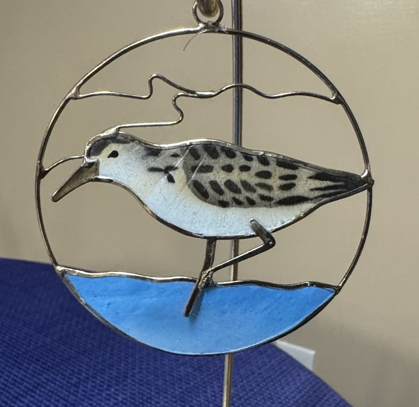 Sandpiper metal with capiz shore bird ornament or Suncatcher 3.5” diameter