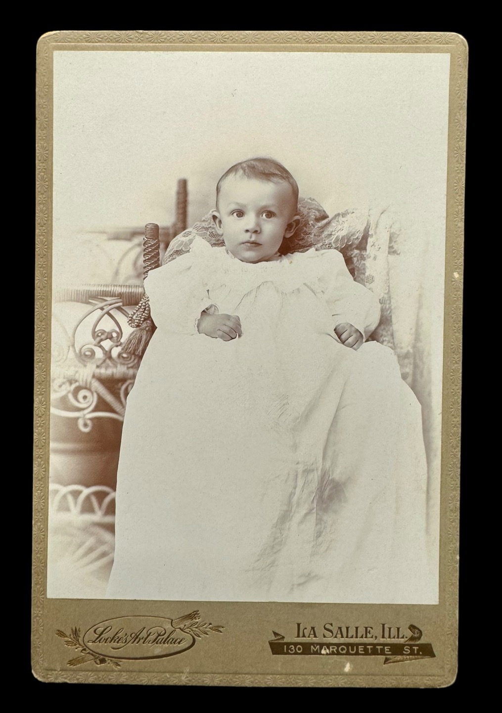 Antique Cabinet Card Baby Infant Child 1890s La Salle Illinois