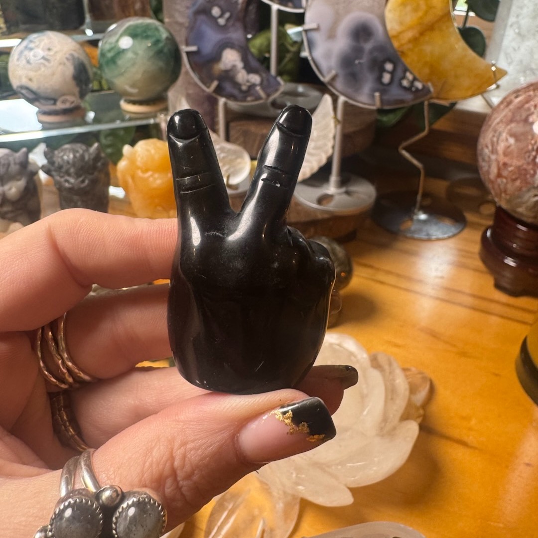 Black Obsidian Peace Sign