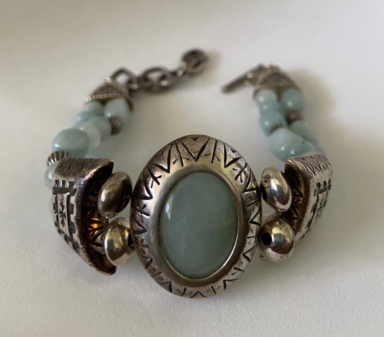 Carolyn Pollack Relios Milky Aquamarine Sterling Silver Bracelet