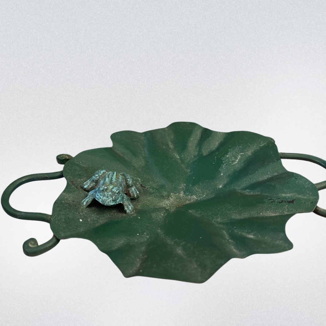 Cast Metal Frog on Lily Pad Tray – Rustic Garden Décor / Small Bird ...