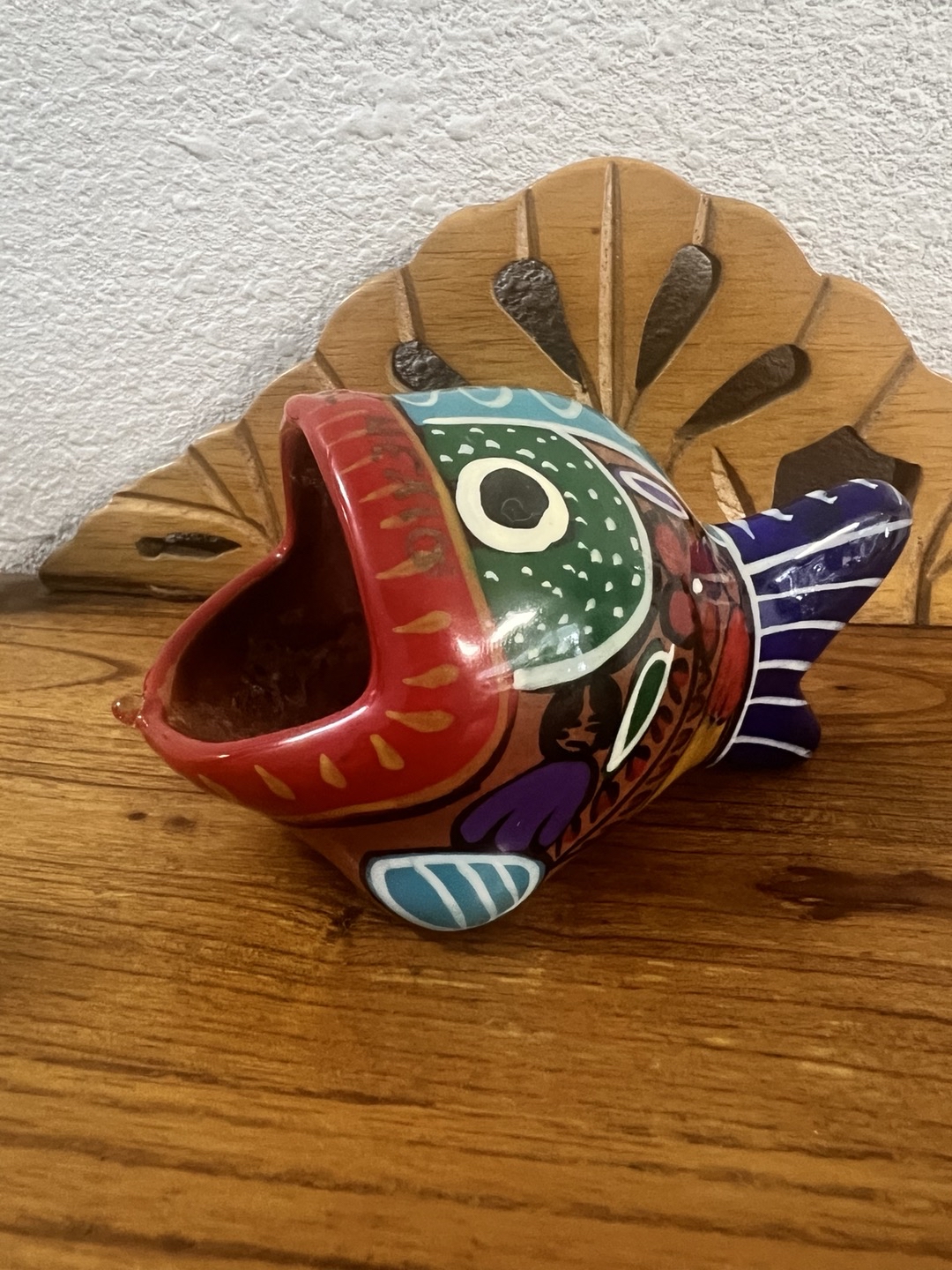 Mexican Talavera Folk Art Fish Trinket Dish Sponge Holder