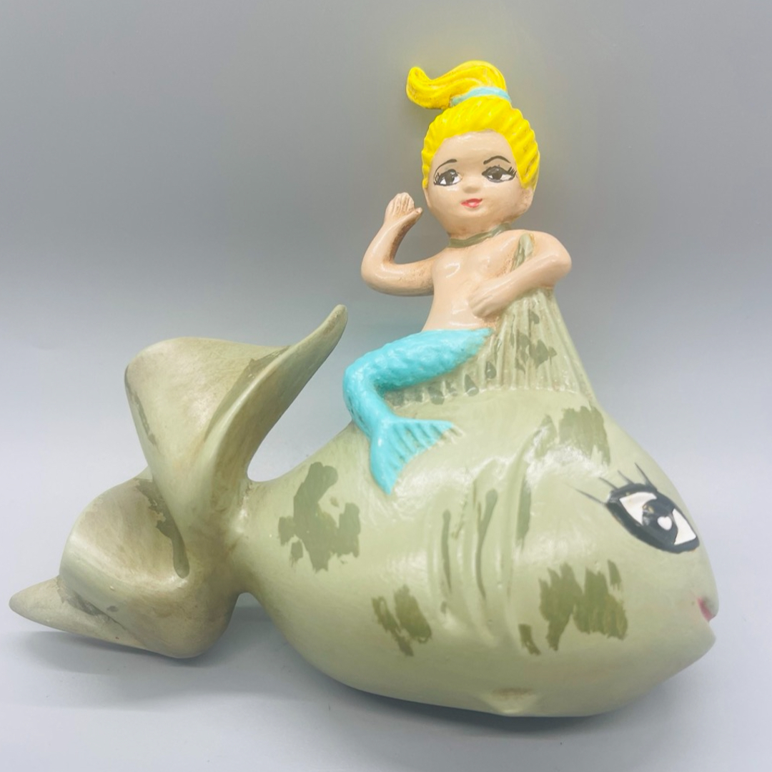 Mermaid Anthropomorphic Fish Chalkware Armeis 1971