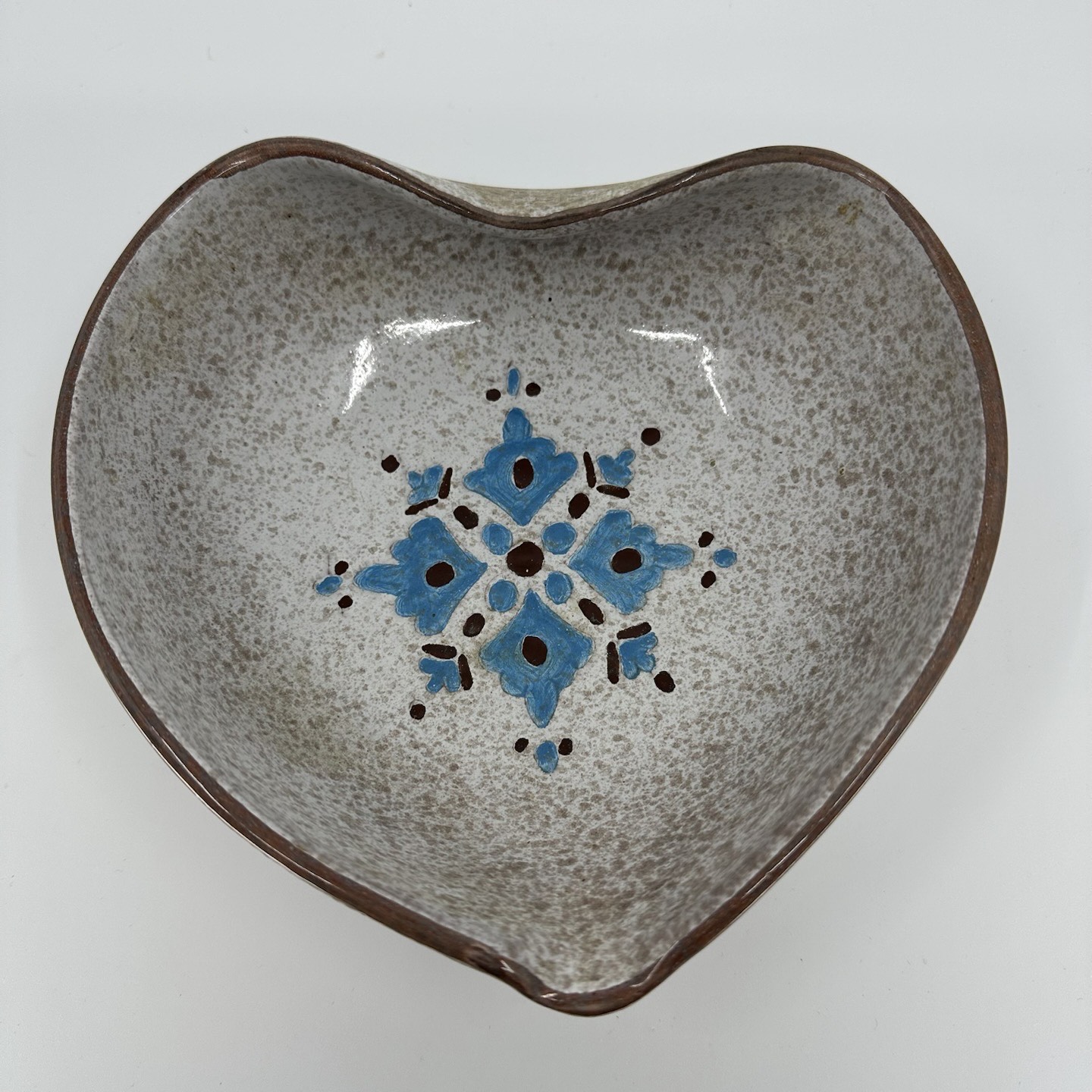 Heart Shaped Pottery Bowl Signed