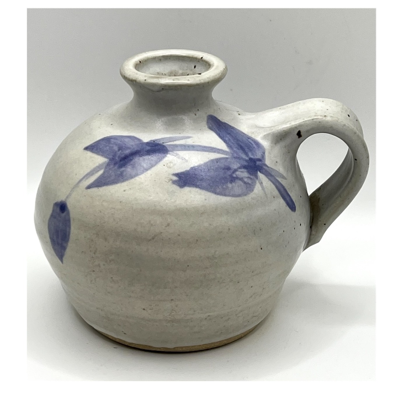 Handmade Dukeman Studio Pottery Ceramic Grey Blue Leaves Bud Vase with ...