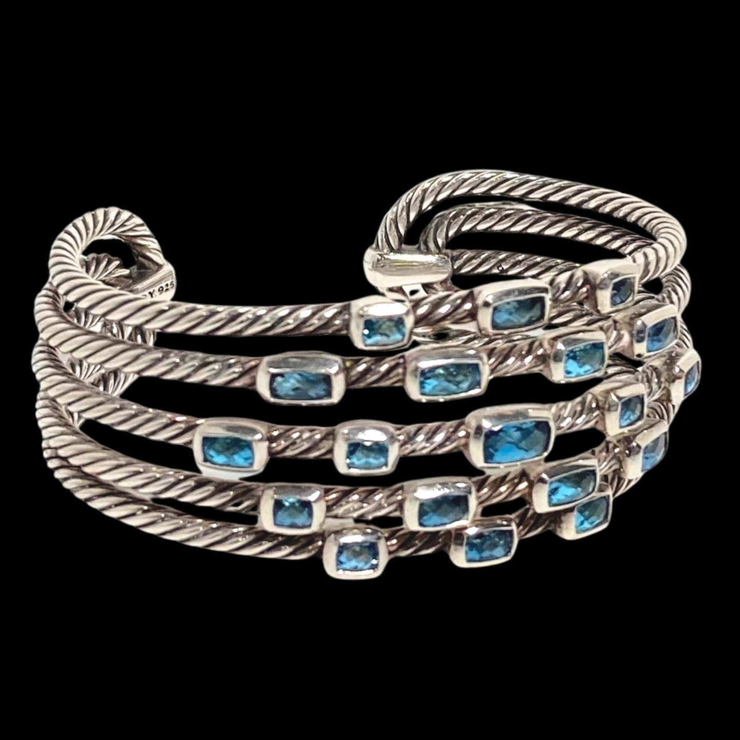 David Yurman 925 Sterling And Blue Topaz Confetti Cuff Bracelet-VERY ...